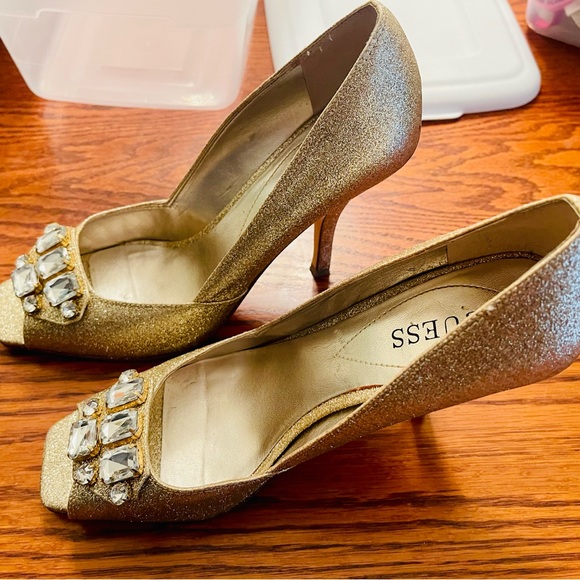 Guess | Shoes | Guess Gold Wrhinestones4 Heels | Poshmark